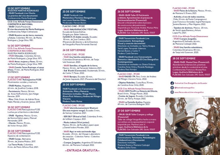 Sedes y Programación 2022 – 10 Festival de Cine Etnográfico de Ecuador